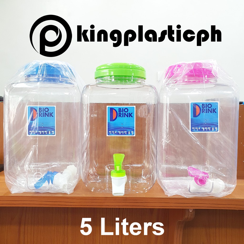 BioDrink 5L Transparent Water Jug Water Dispenser With Handle Bio Drink ...