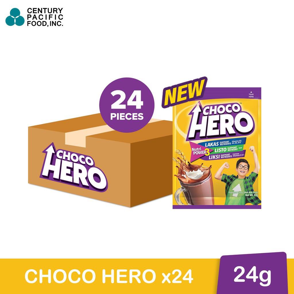 Dairy & Eggs CHOCO HERO Powdered Choco Malt Milk Drink 24g x24 | Shopee ...
