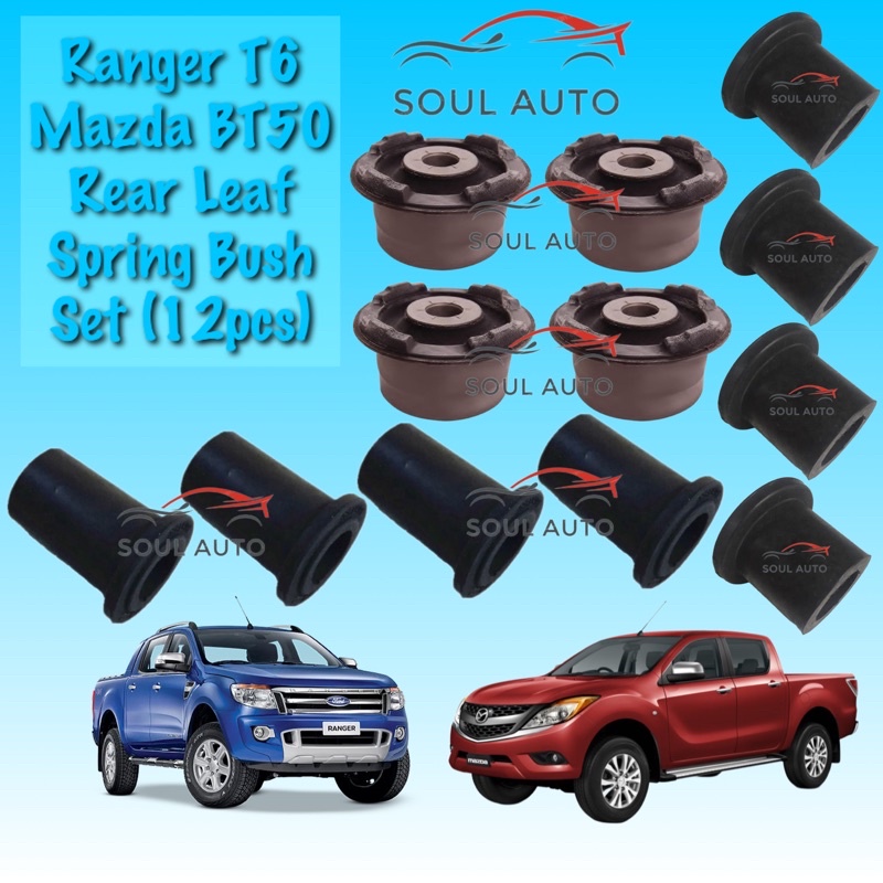 Ford Ranger T6 Mazda BT50 Rear Leaf Spring Bush Set Full Set 12pcs ...