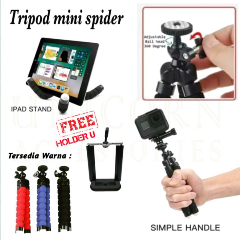 Tripod Mini Spider Stand Camera Holder U Flexible Gorilla Octopus ...