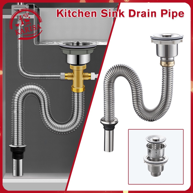 80cm Kitchen Sink Drain Pipe Stainless Steel Bathroom Wash Basin Sink ...