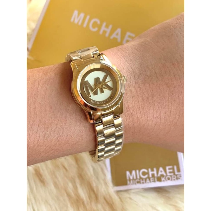 MK Watch Pawnable Mini MK LOGO ALL GOLD 26mm | Shopee Philippines