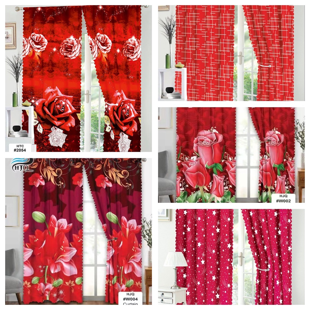 Red Color Curtain Sale for Window New Home Decoration Rose 1PC 100 ...