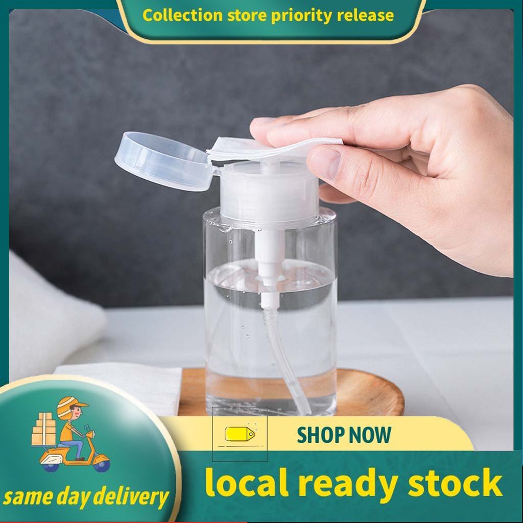 200ml press plastic bottle alcohol water pressure bottle push down pump ...