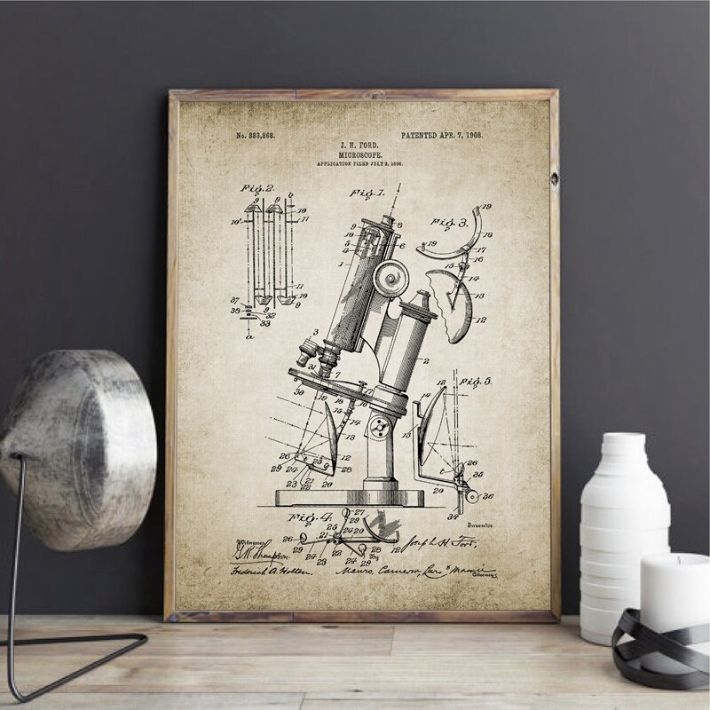 Wall Art Home Decor Chemical Elements Canvas Print Microscope Painting ...