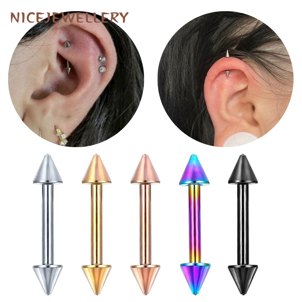 1 Piece 1.2mm Stainless Steel Eyebrow Piering Punk Spike Bridge ...