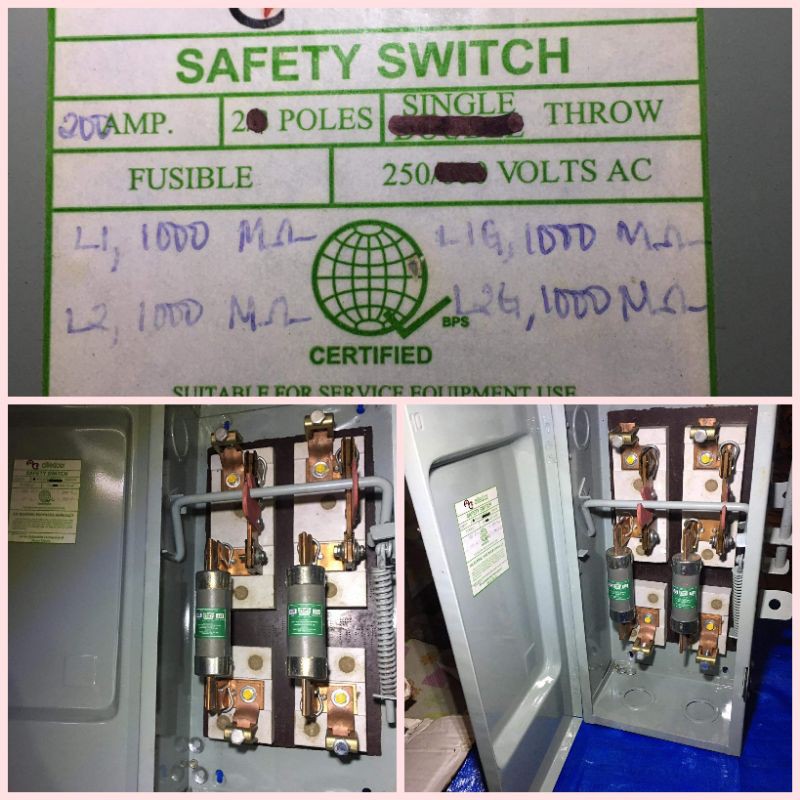 heavy-duty alliedcor fuse box/safety switch 200amps, 2 pole, single ...