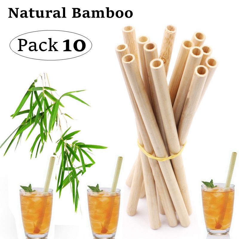 10Pcs 20cm Reusable Bamboo Straws Eco-friendly Bar Party Drinking Straw ...