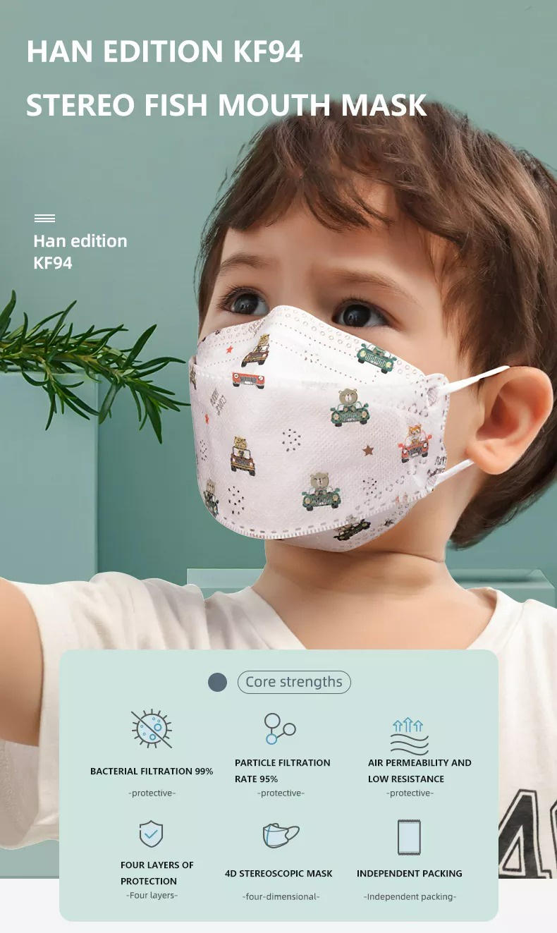 Kilala 10/50/100 PCS KF94 Korea Design Face Mask Kids Facemask 4ply ...