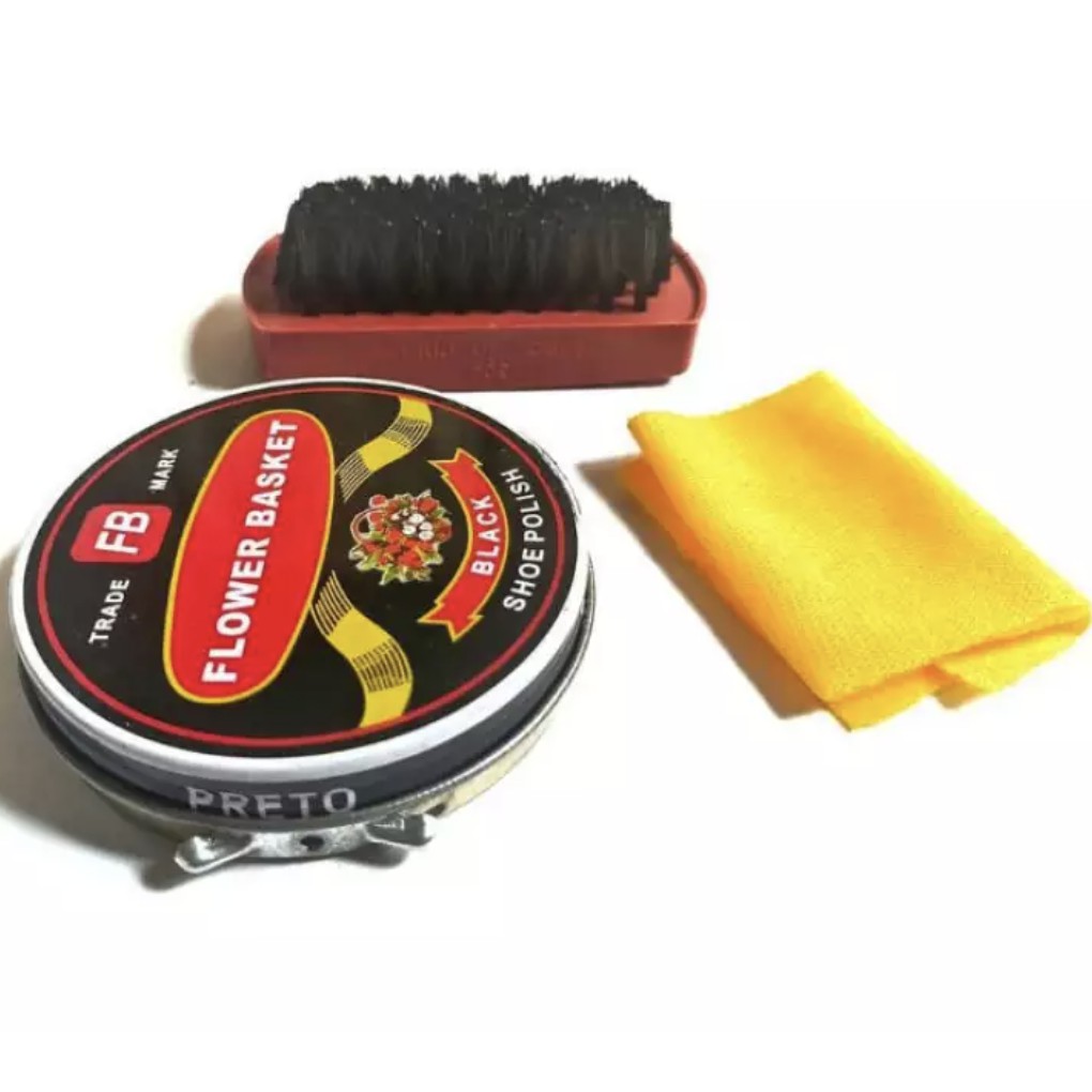 Black Paste Shoe Polish for Leather Shoes Wax Cream with Shine Brush ...