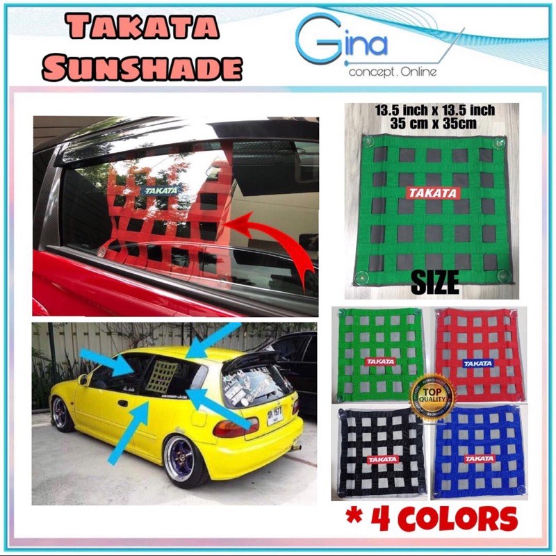 UNIVERSAL TAKATA STYLE 34CM X 34CM GREEN RACING CAR WINDOW SAFETY NET ...