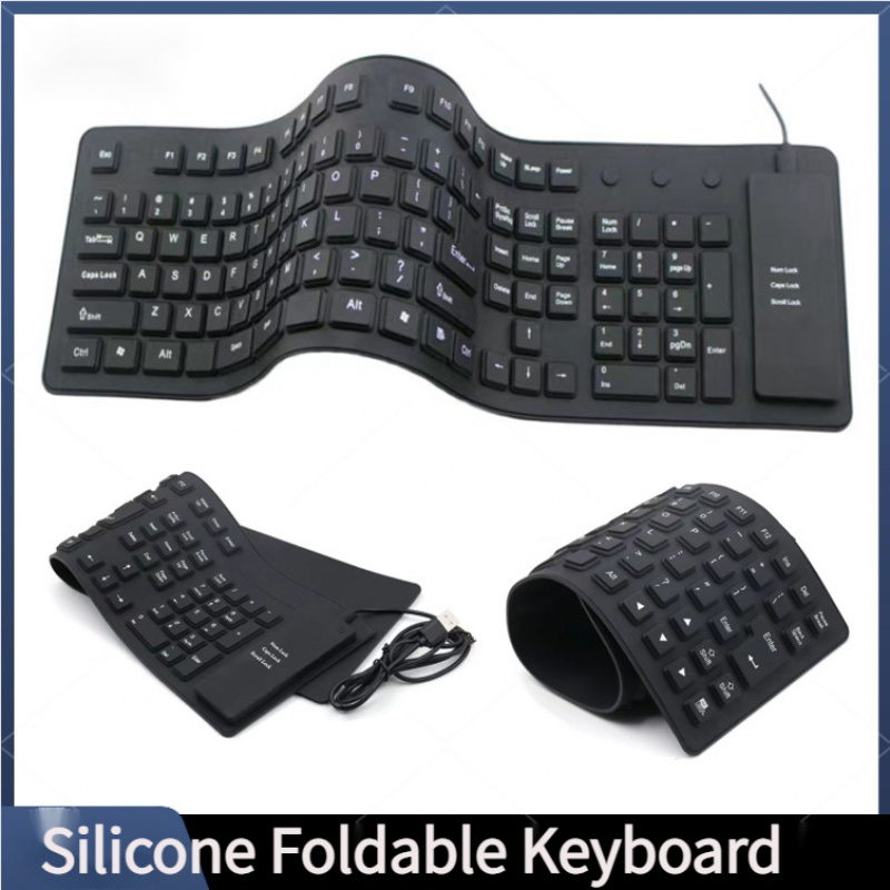 109 Keys Waterproof Silicone Keyboard Computer Rubber Flexible Foldable ...