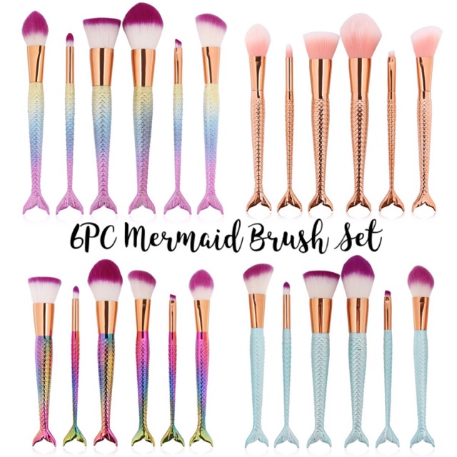 6pc Mermaid Brush Set, Mermaid Dreams PH Makeup Tools | Shopee Philippines