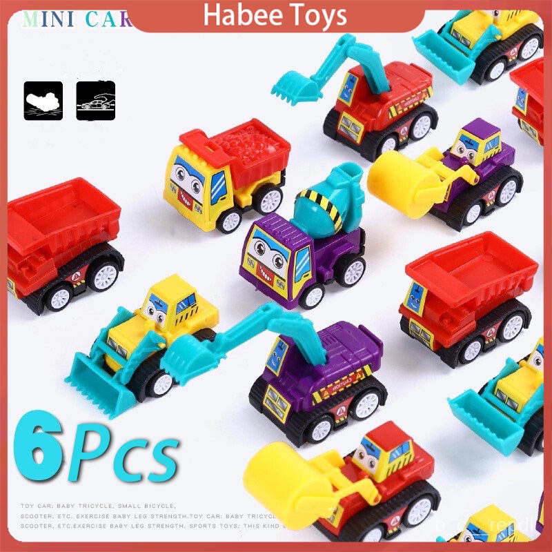 6PCS Kids Pull-back Engineering Construction Vehicle Forklift Truck ...