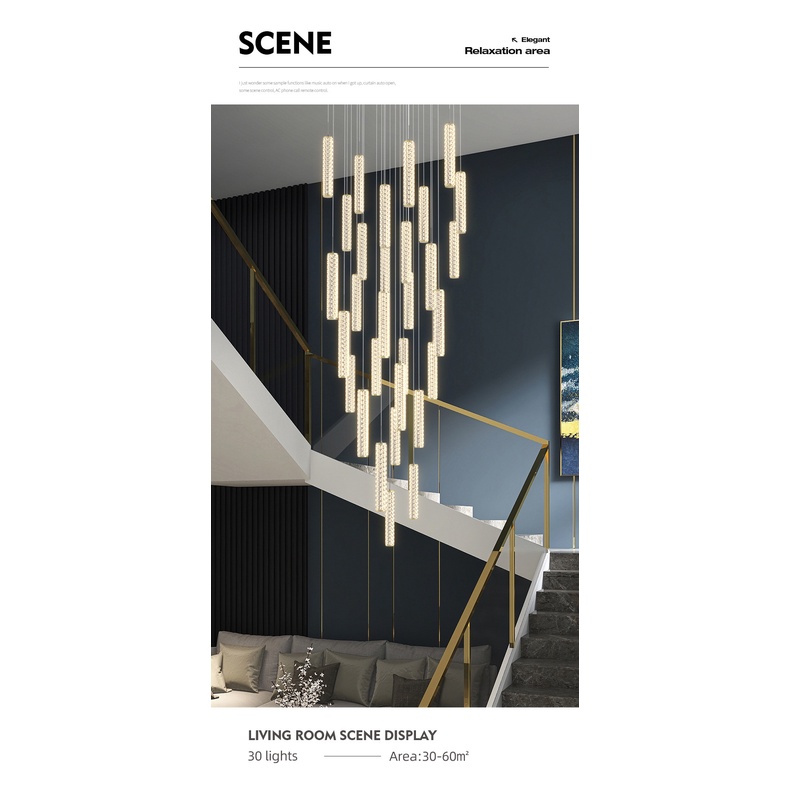 Trazos Long Lamp Stair Chandelier Modern Led Living Room Indoor ...