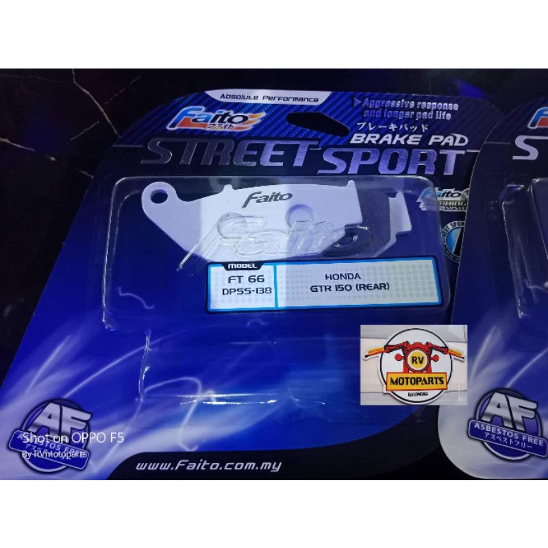 FAITO brake pad (Rear) Honda GTR 150/ RS150 CBR150 / CB150 / CRF 150 ...