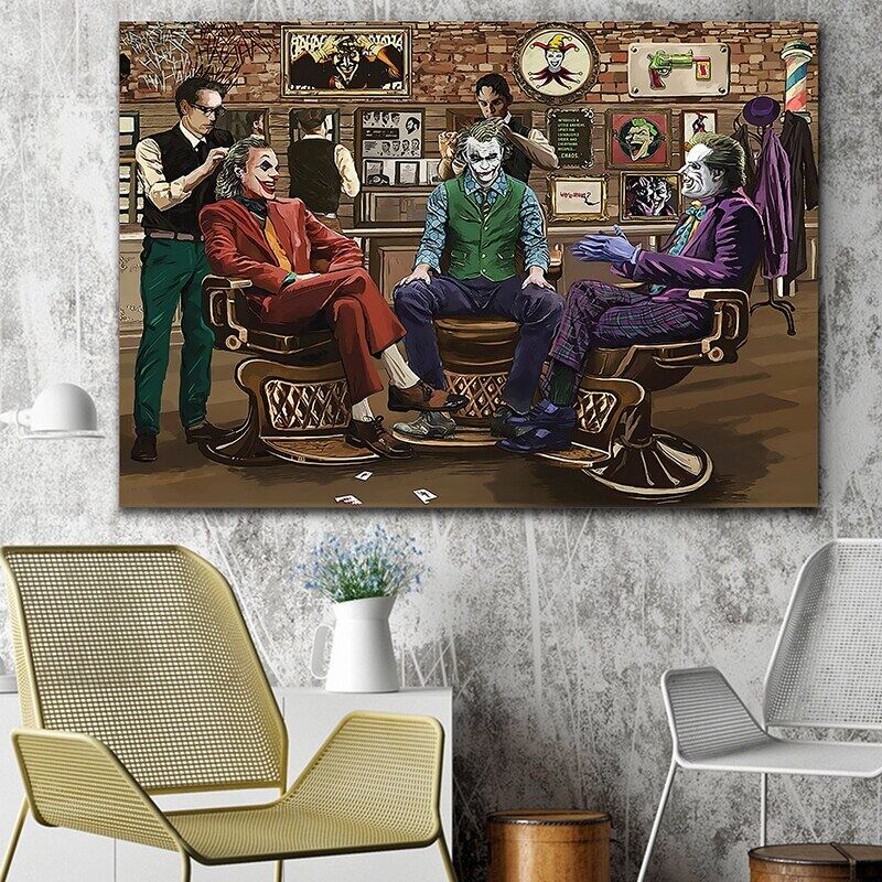 Joker Playing Poker Barber Shop Canvas Painting Art Nordic Posters and ...