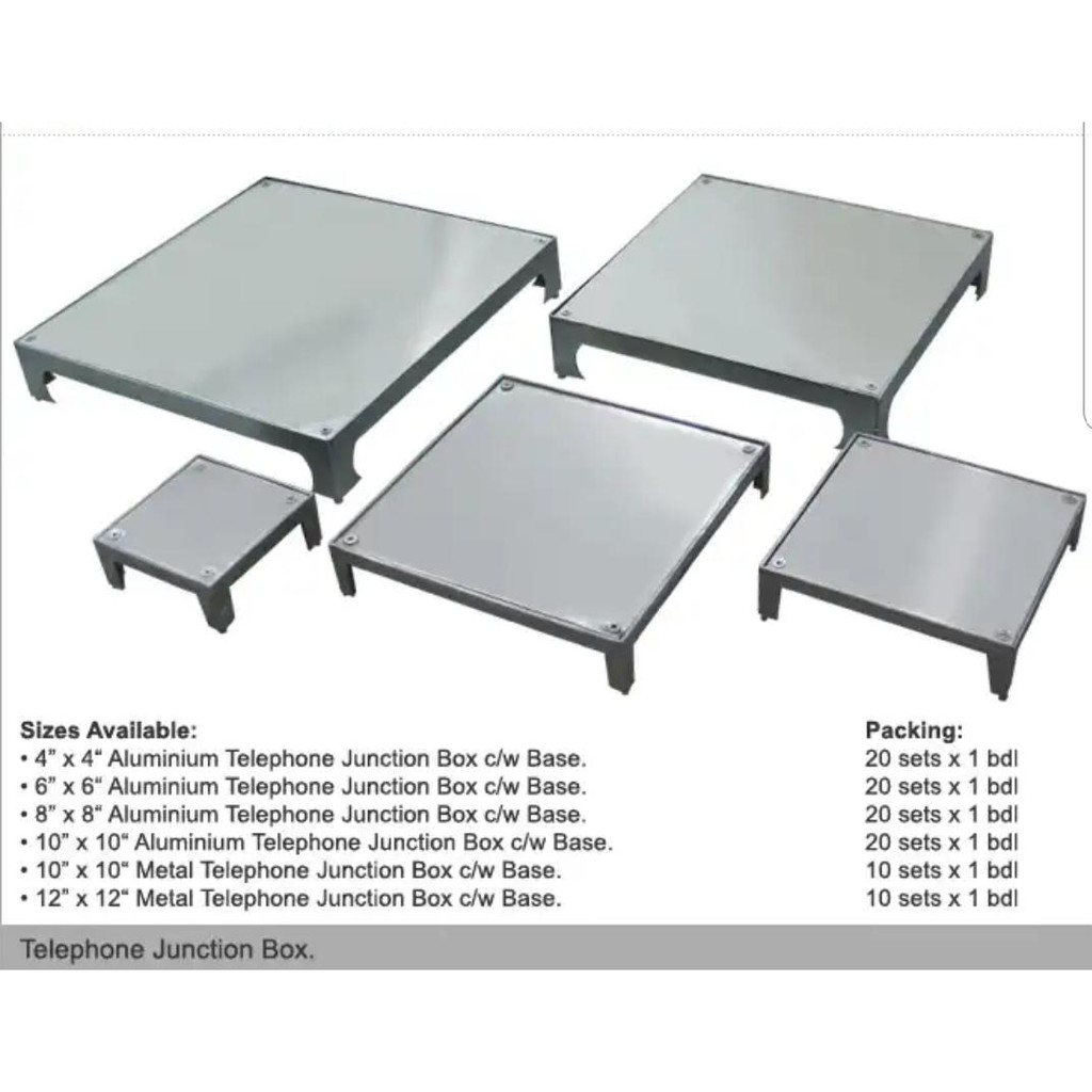 ALUMINIUM TELEPHONE JUNCTION BOX 4X4 / 6X6 / 8X8 COMPLETE WITH BASE ...