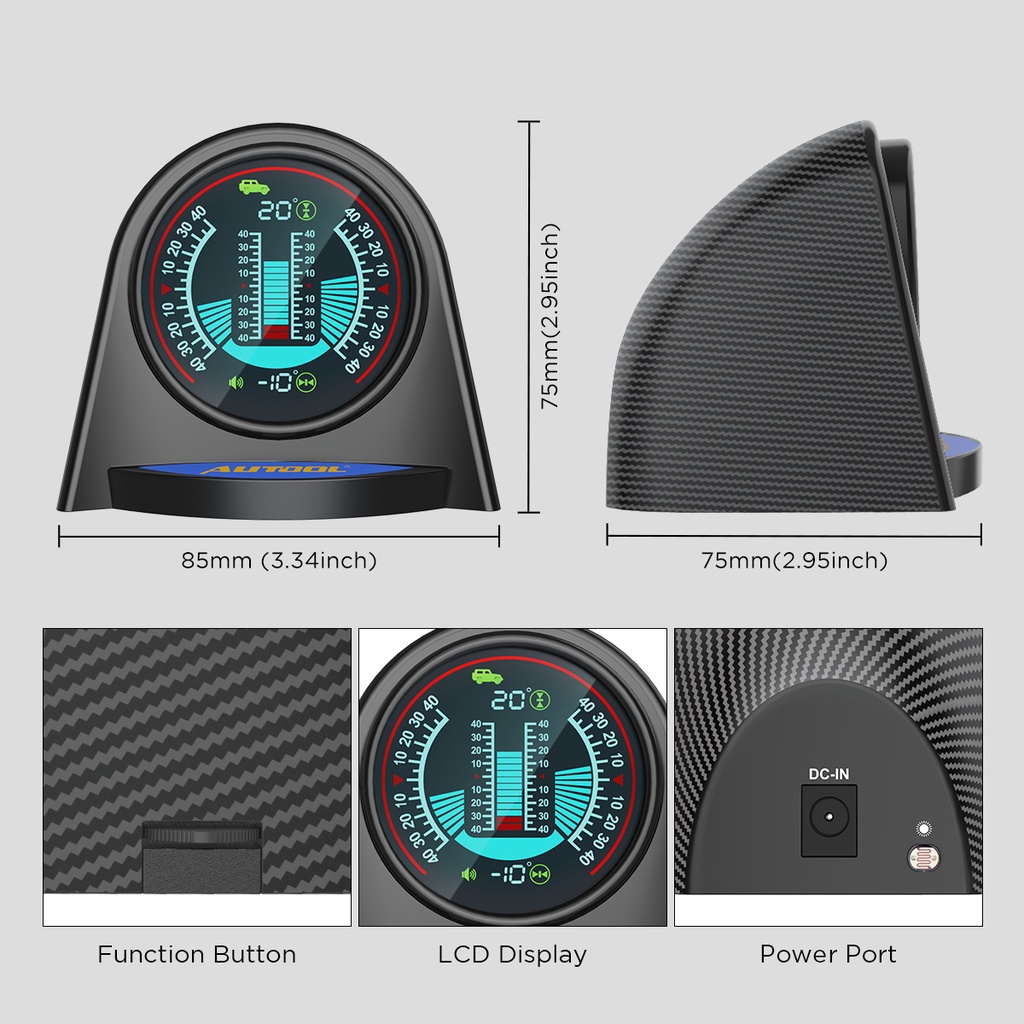 AUTOOL Car Digital Inclinometer Pitch Inclinometer GPS HUD Meter Head ...