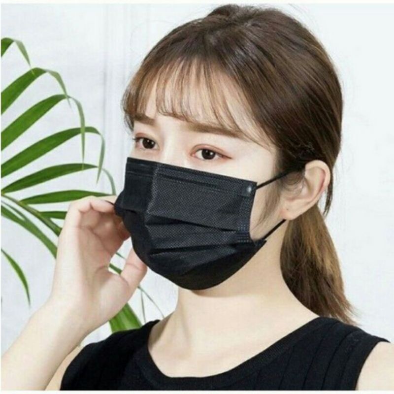 3-ply earloop mask, 50-piece black ear mask | Shopee Philippines