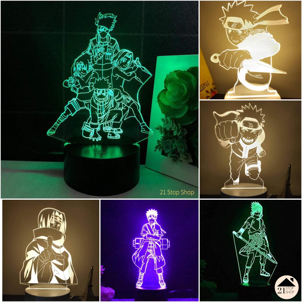 Naruto Anime 3D Acrylic LED Lamp Lights Collectibles Sasuke Itachi ...