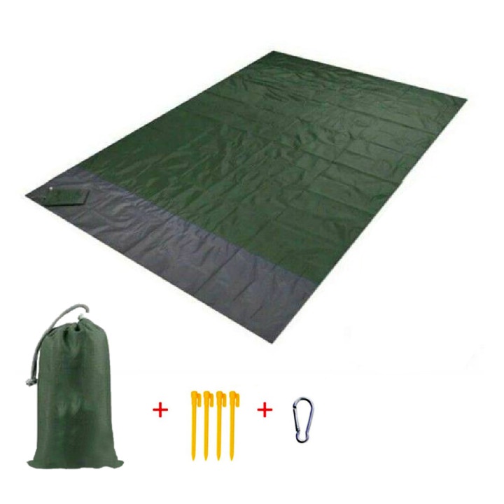 Polyester Picnic Blanket Pocket Mat Waterproof Plaid Outdoor Beach ...