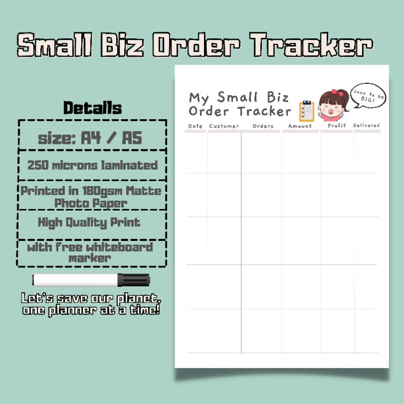 Small Business Order Tracker Board (A4 lamniated, reusable) | Shopee ...