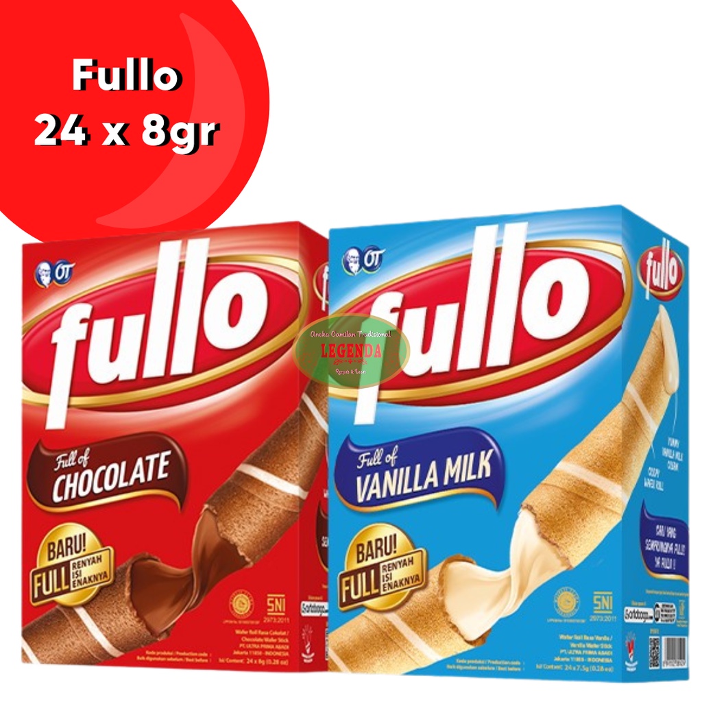 Fullo Wafer Roll contains 24 x 7gr chocolate vanilla milk vanilla ...
