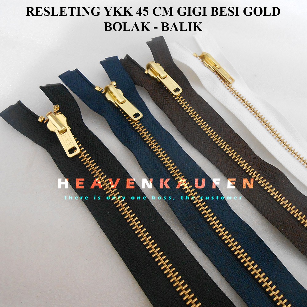 Zipper Zipper 45cm/18inch YKK Iron Teeth Gold Reversible | Shopee Philippines