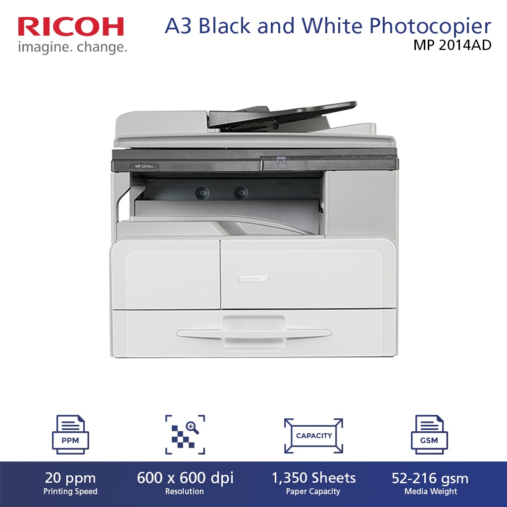 Ricoh A3 Mono Multi-Function 20ppm MFP 2014ad (Copy, Print and Scan ...
