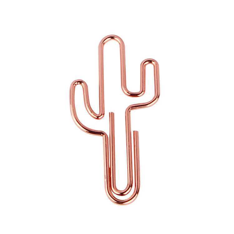 20 Pieces Cactus Paper Clips, Rose Gold Color Paper Clips Metal ...
