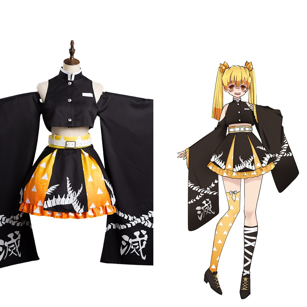 Anime Demon Slayer Agatsuma Zenitsu Cosplay Costume Kimono Outfits ...