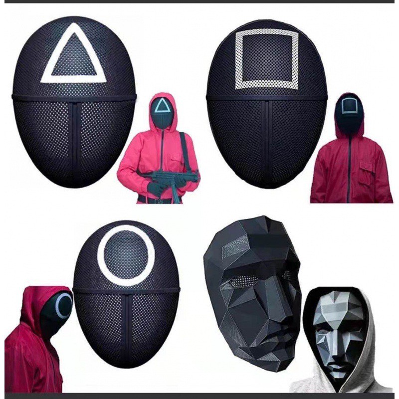 TV Squid Game Black Mask Cosplay Round Six Square Circle Triangle ...