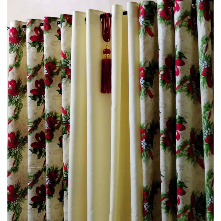 Xmas Curtain Cretona&Katrina Fabric, Ribbon for Window Room Home ...
