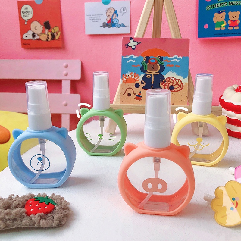 HaNi 55ml Cartoon cat small spray bottle disinfectant alcohol ...