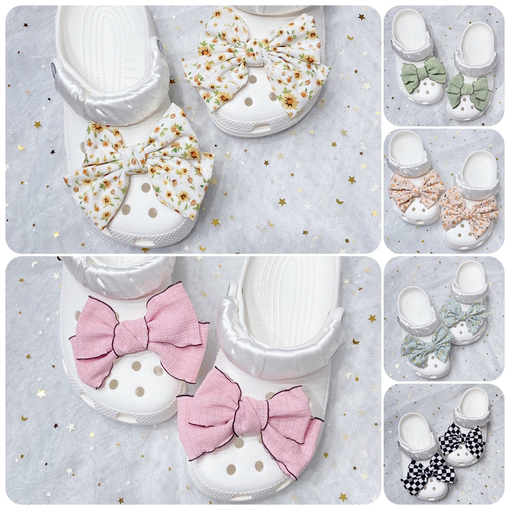 Flower-covered Silk Ribbon Croc Jibitz Charm Button Fashion Shoes ...