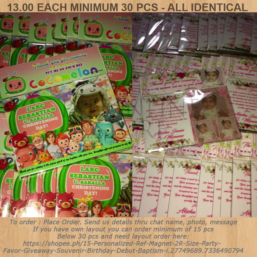 [30pcs. MINIMUM ORDER] Personalized Customized REF MAGNET Party ...