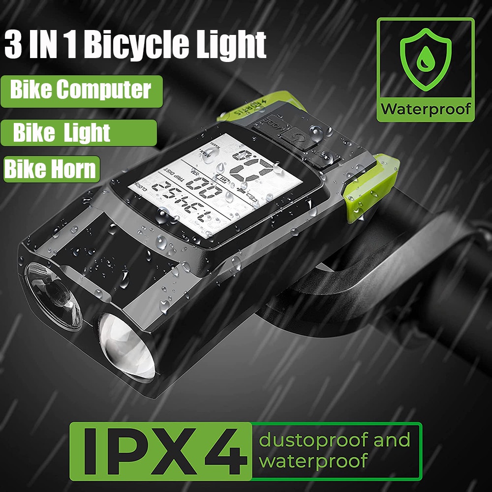 BIKING 4 Mode Speedometer With USB Bike Light Lamp Cycle Speedometer ...