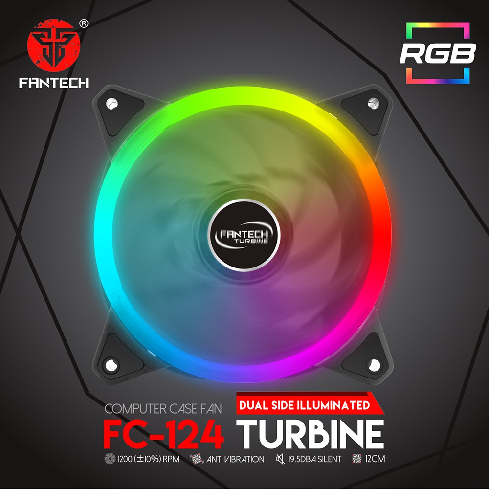 Fantech FC124 Turbine Fan Anti Vibration RGB Changing Color CPU Cooler ...