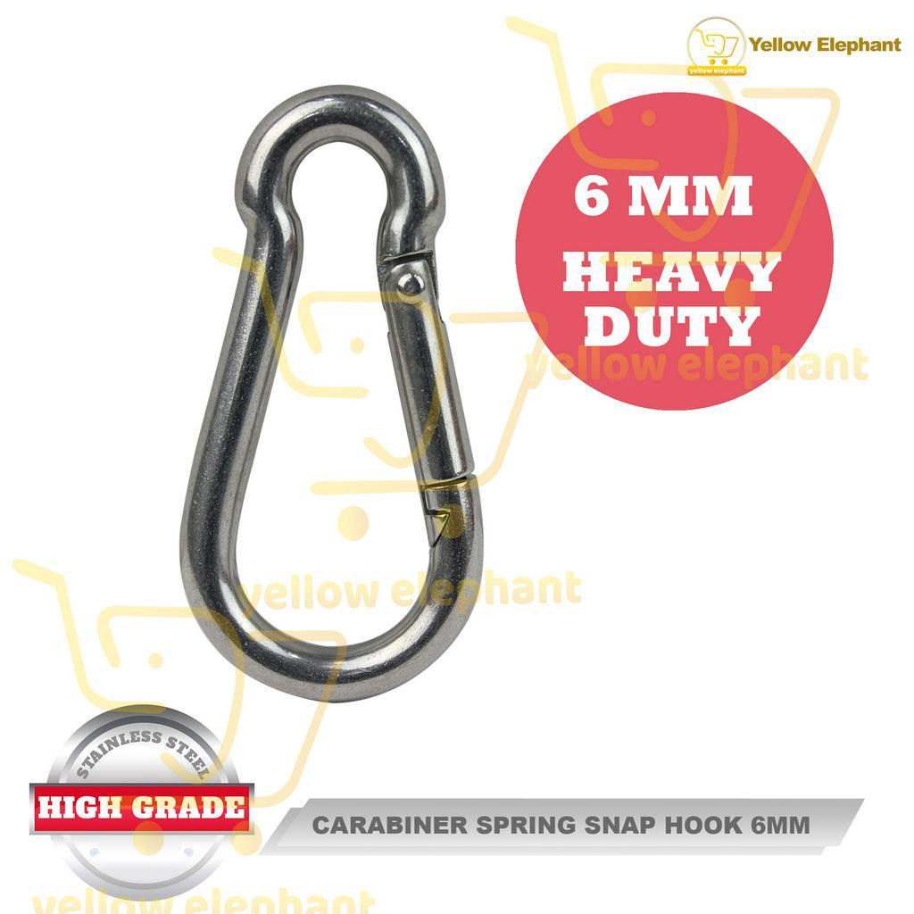 Heavy Duty Stainless Steel Carabiner Spring Snap Hook 6mm | Shopee ...