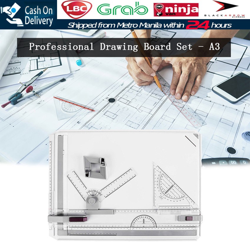 A3 Drawing Board Table with Parallel Motion Ruler Adjustable Angle ...