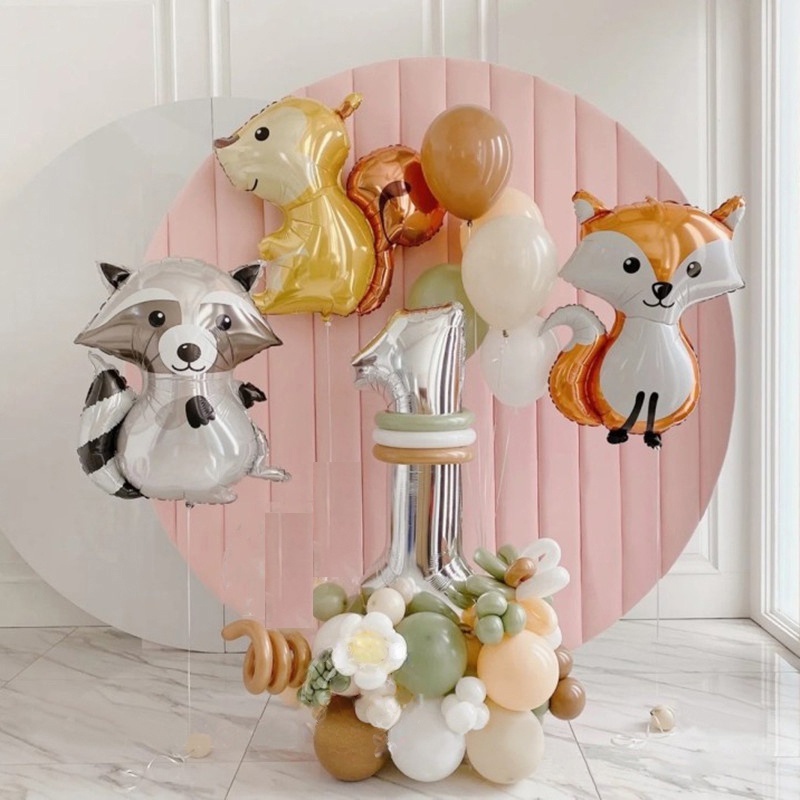 33Pcs Jungle Animal Balloons Set Fox Squirrel Hedgehog Raccoon Balloon ...