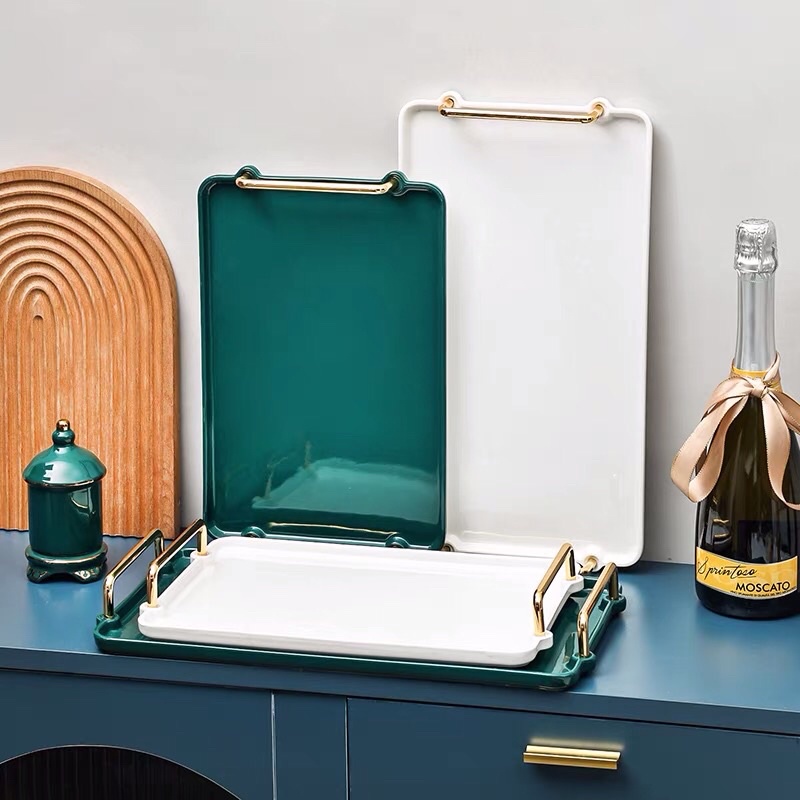 VIĆI Nordic Classy Morandi Elegant PVC Multipurpose DoubleEar Tray Home ...