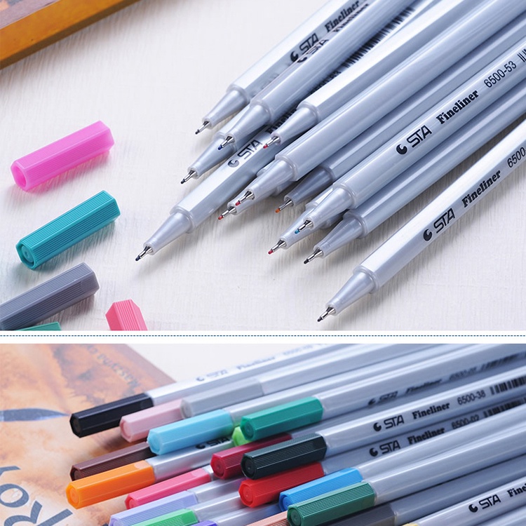 STA 6500 Colored Hook Line Pen 0.4mm Hand-painted/Comic 18/26 Colors ...
