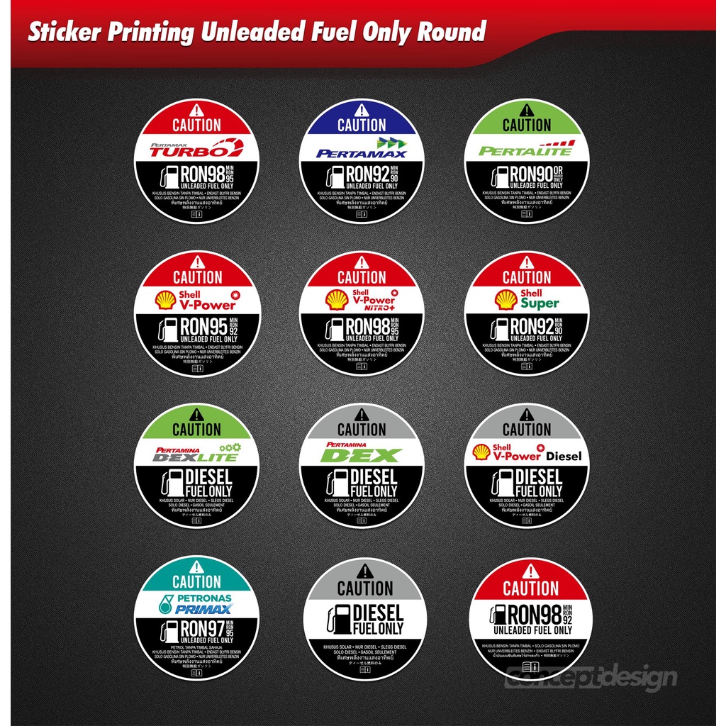 Unleaded Fuel Only Round Printing Sticker | Shopee Philippines