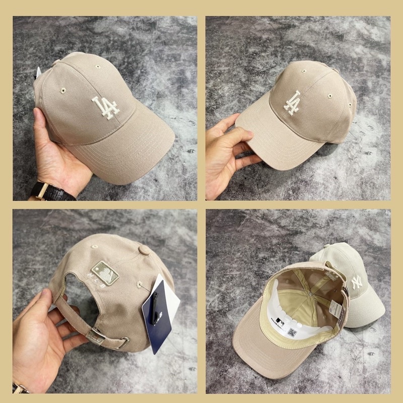 Beige MLB baseball cap - white logo (ex-issue) | Shopee Philippines