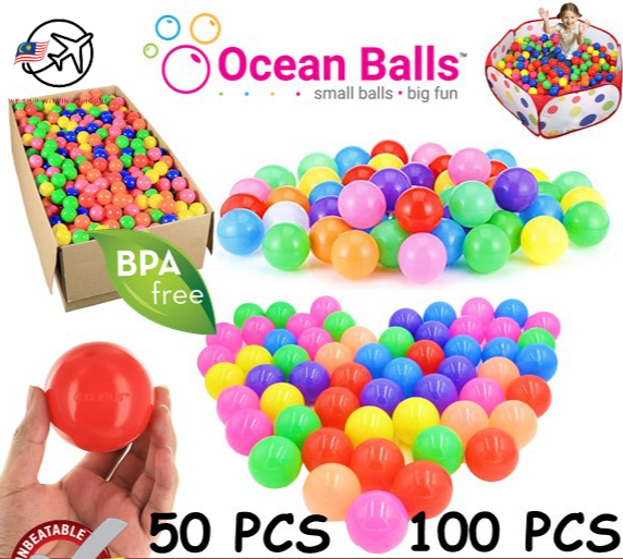 Baby Kids Swim Colorful Baby Ocean Ball Soft Plastic-Non Toxic Water ...
