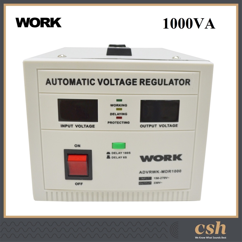 WORK MDR1000 1000VA AVR Automatic Voltage Regulator Servo Motor Type ...