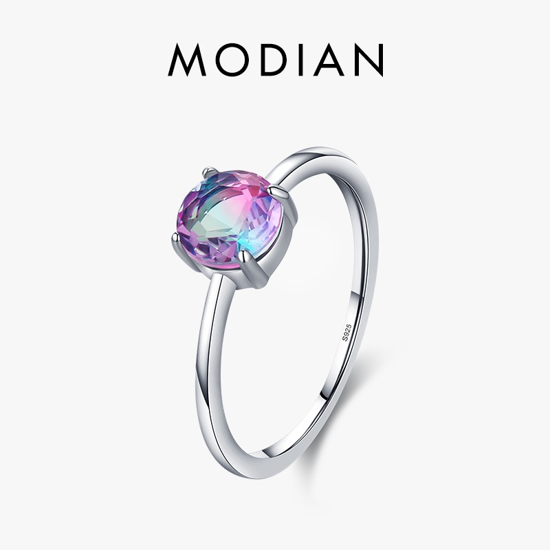 Modian Authentic 925 Sterling Silver Classic Romantic Round Sparkling ...