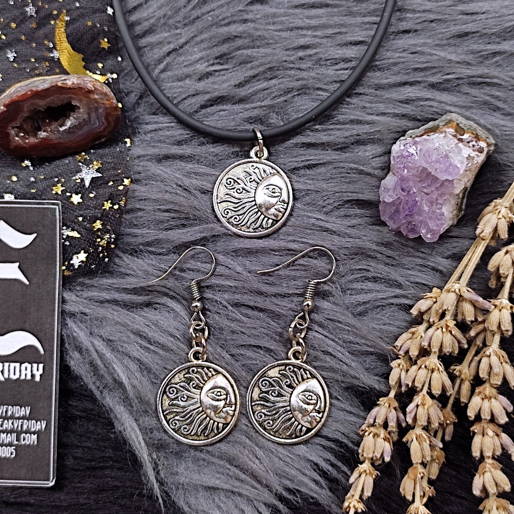 Asis Sun Charm Choker Earrings - Celestial Bodies Gothic WIccan Bohemian Sun Moon Star | Shopee ...